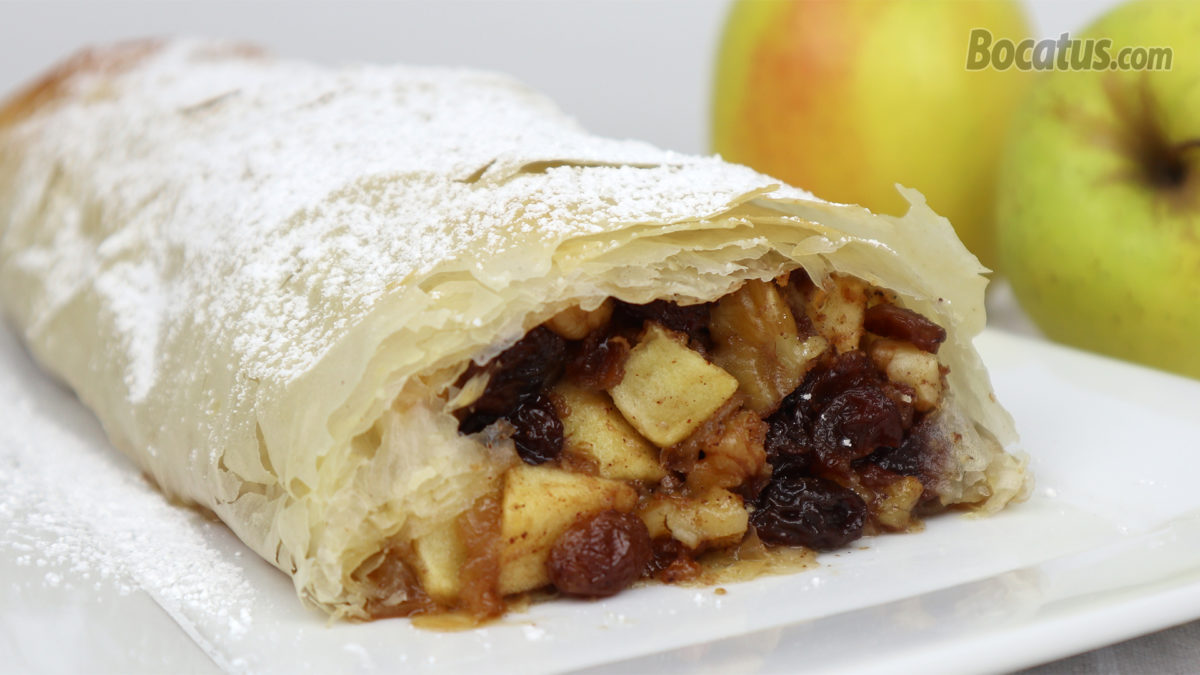 STRUDEL de MANZANA con Masa Filo (fácil, rápido y con mucho relleno ...