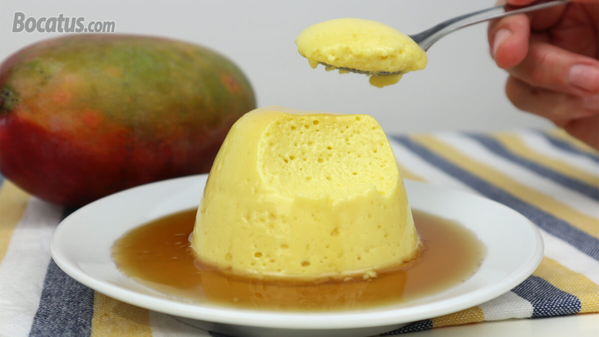 Flan de Mango ¡sin horno, sin huevo y sin azúcar añadido! – Bocatus